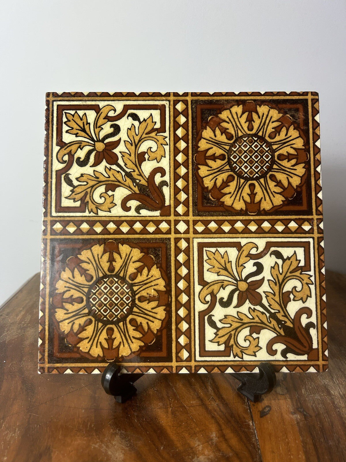 Victorian Minton Aesthetic Movement Faience Tile – Large Colourful Flo ...